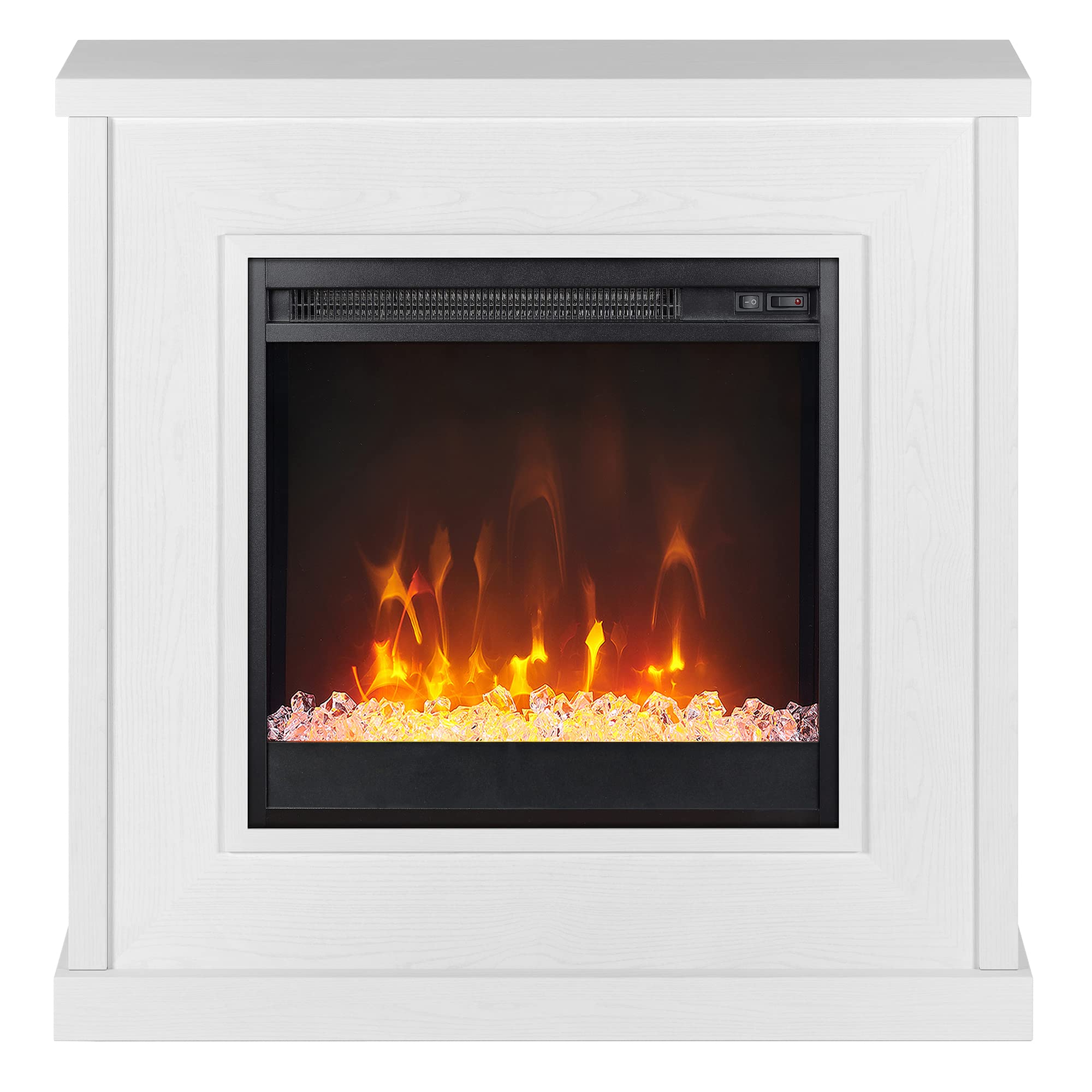 Henn&Hart Santos Mantel Fireplace, 30" Wide, White