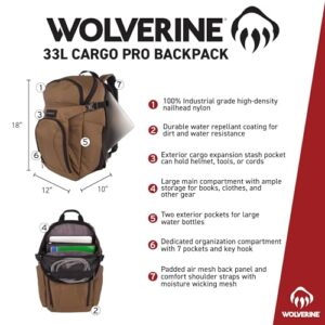 WOLVERINE 33L Backpack with Large Main, Laptop Compartment and Cooling Straps, Cargo Pro-Black, One Size