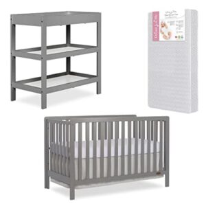 nursery essentials bundle of dream on me ridgefield 5-in-1 convertible crib, dream on me ridgefield changing-table, with a dream on me honeycomb orthopedic firm fiber standard crib mattress