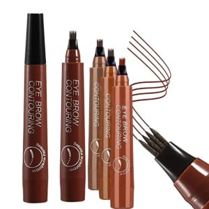 subaoqi 5 pcs microblading pencil for eyebrows eyebrow pencil brush, light and dark brown reddish gray black magical precise waterproof 4 tip tattoo studio brow pen