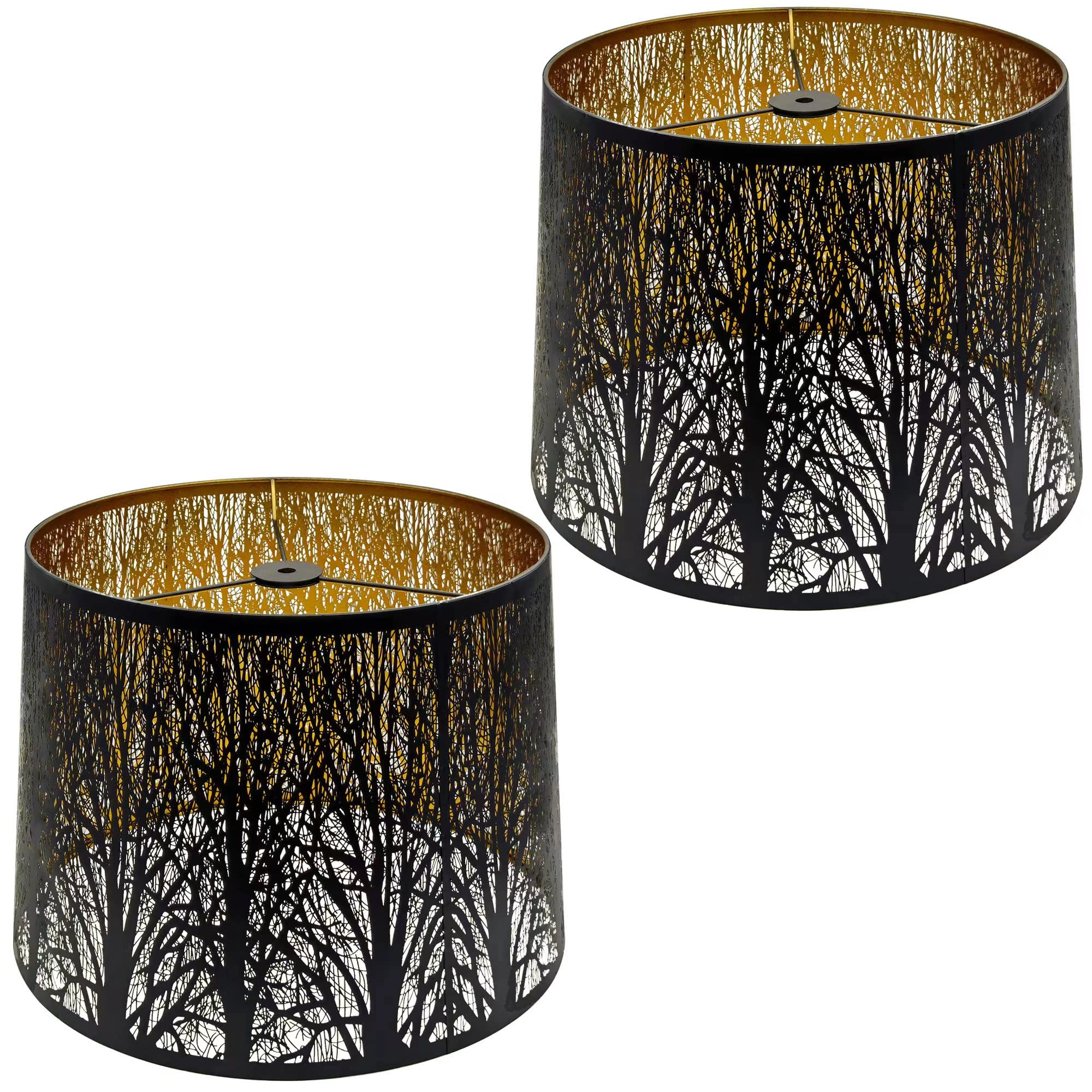 Royxen 2 Pack Metal Lamp Shades Vintage Lampshade for Table Lamp and Floor Light (Round Trees)