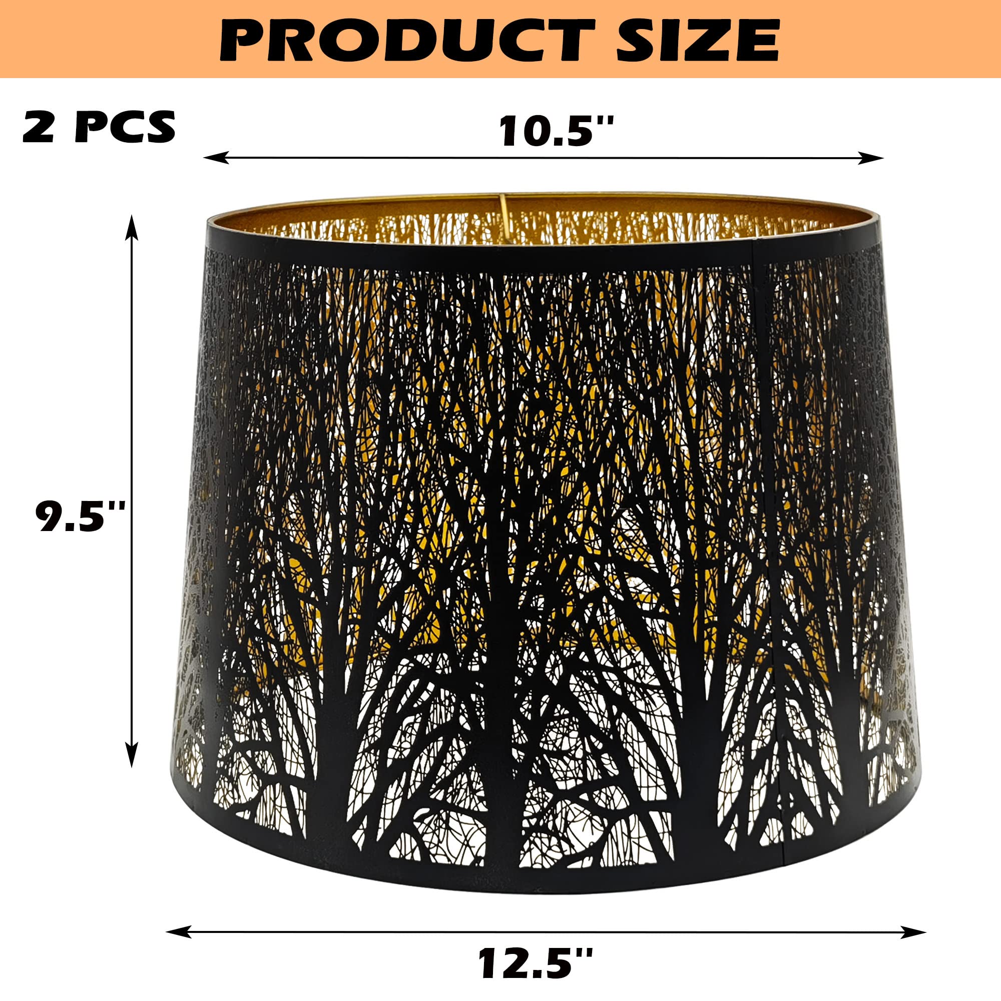 Royxen 2 Pack Metal Lamp Shades Vintage Lampshade for Table Lamp and Floor Light (Round Trees)