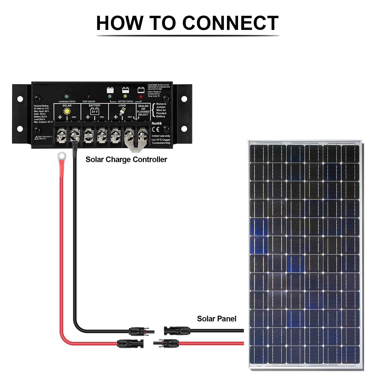 iGreely 10 Gauge Wire Solar to O Ring Cable Solar Panel Adapter Kit Cable Connetor for RV Solar Charge Controller Solar Generator Inverter Battery Pack Charger 10AWG 3Ft