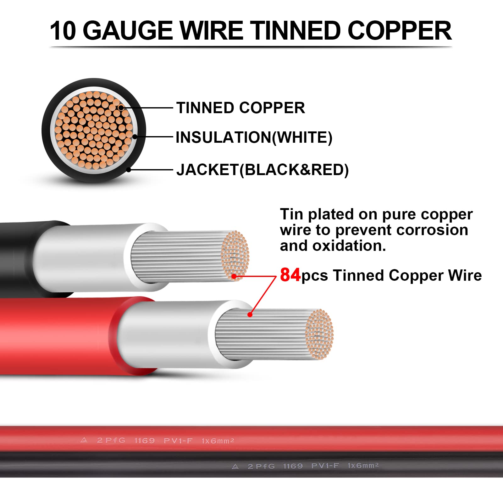 iGreely 10 Gauge Wire Solar to O Ring Cable Solar Panel Adapter Kit Cable Connetor for RV Solar Charge Controller Solar Generator Inverter Battery Pack Charger 10AWG 3Ft