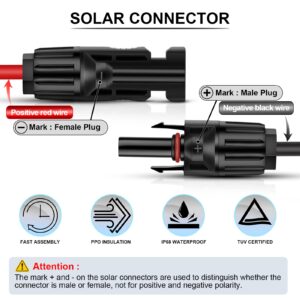 iGreely 10 Gauge Wire Solar to O Ring Cable Solar Panel Adapter Kit Cable Connetor for RV Solar Charge Controller Solar Generator Inverter Battery Pack Charger 10AWG 3Ft