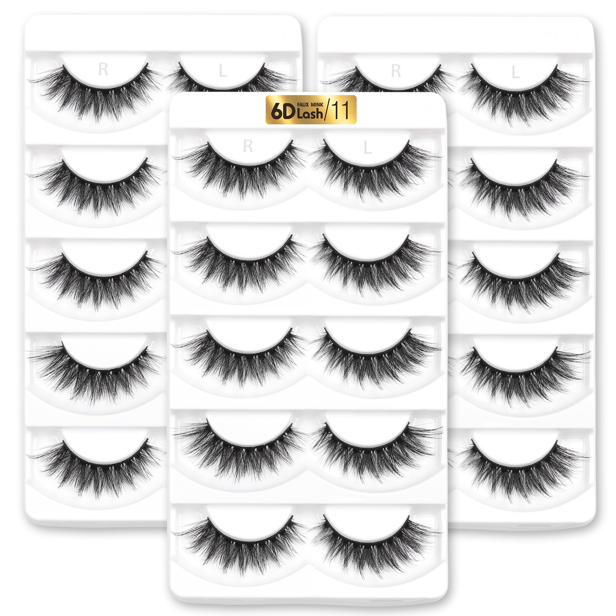 Aillen False Eye Lashes, Wispy Mink Lashes Fluffy Eye Lashes Natural Look 6D Volume Fake Eyelashes, Pack of False Lashes, Eye Lashes for Every Type of Face, G09