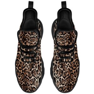 Ciadoon Leopard Shoes for Men Women Running Shoes Leopard Print Cheetah Skin Animal Fur Tennis Sneakers Walking Shoes Gifts for Boy Girl,Size 6 Men/8 Women Black