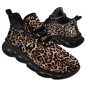 Ciadoon Leopard Shoes for Men Women Running Shoes Leopard Print Cheetah Skin Animal Fur Tennis Sneakers Walking Shoes Gifts for Boy Girl,Size 6 Men/8 Women Black