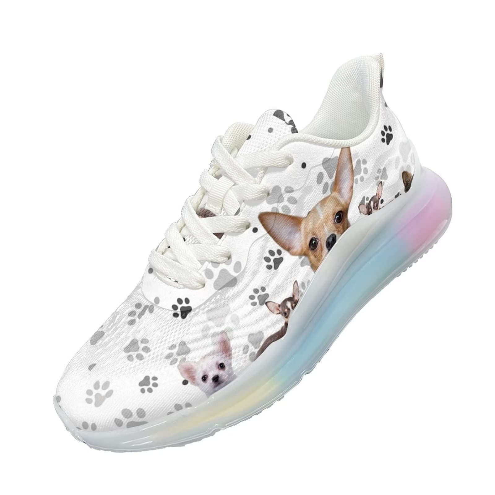 Yzaoxia Chihuahua Dog Sneakers for Women Size 9.5 Lightweight Running Sports Shoes Girls Air Cushion Shoes Comfortable Walking Shoes