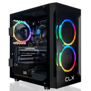 clx set gaming desktop - intel core i5 10400f 2.9ghz 6-core processor, 16gb ddr4 memory, geforce gtx 1650 4gb gddr5 graphics, 1tb ssd, wifi, windows 11 home 64-bit, black