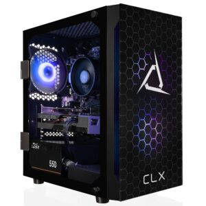 clx set gaming desktop - amd ryzen 5 5500 3.6ghz 6-core processor, 16gb ddr4 memory, geforce rtx 3050 8gb gddr6 graphics, 500gb ssd, wifi, windows 11 home 64-bit