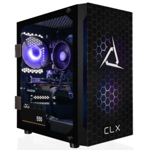 clx set gaming pc - amd ryzen 5 5600 3.5ghz, radeon rx 6600, 500gb nvme m.2 ssd, 2tb hdd, 16gb ddr4 black memory, cpu air cooler, wifi, windows 11 home, black