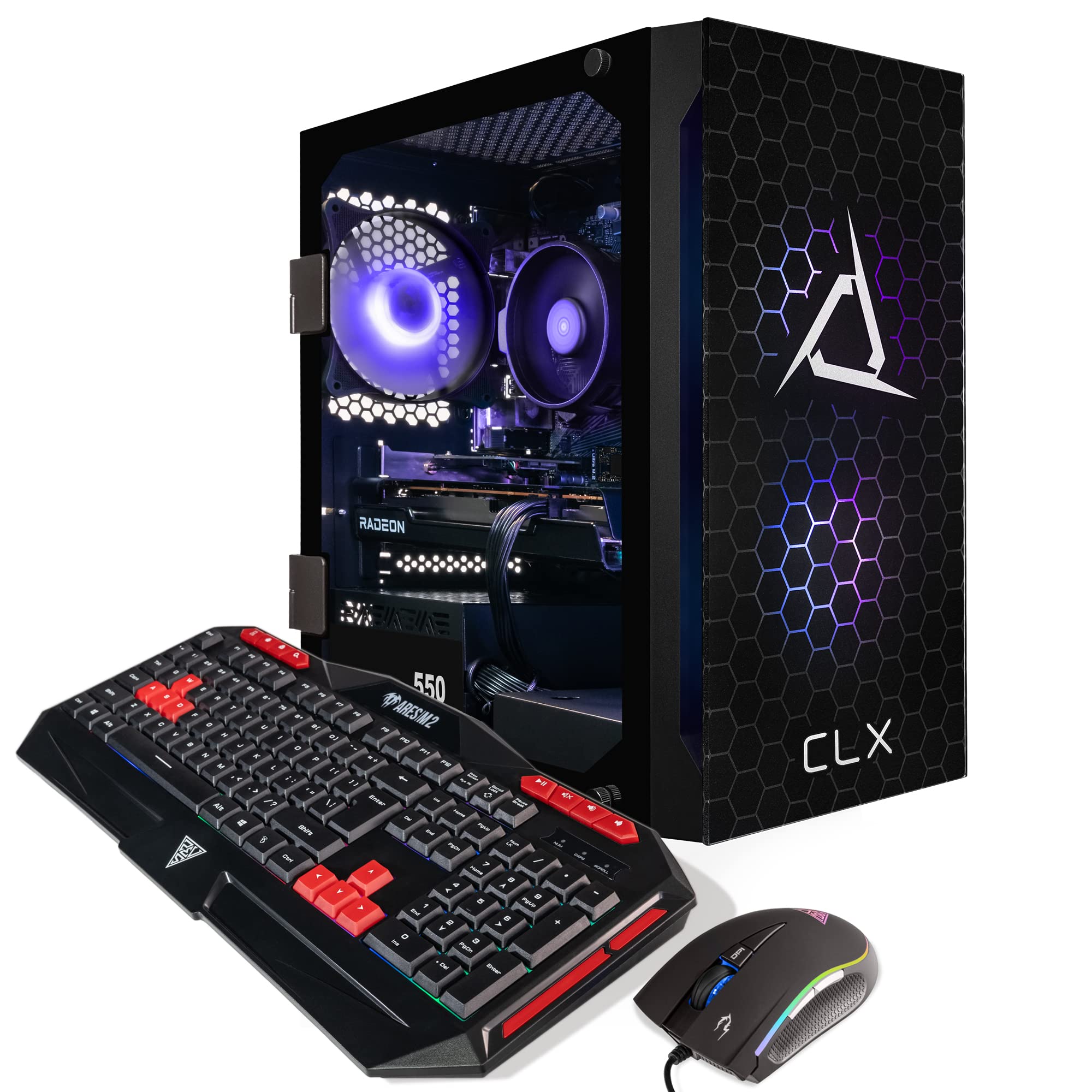 CLX Set Gaming PC - AMD Ryzen 5 5600 3.5GHz, Radeon RX 6600, 500GB NVMe M.2 SSD, 2TB HDD, 16GB DDR4 Black Memory, CPU air Cooler, WiFi, Windows 11 Home, Black