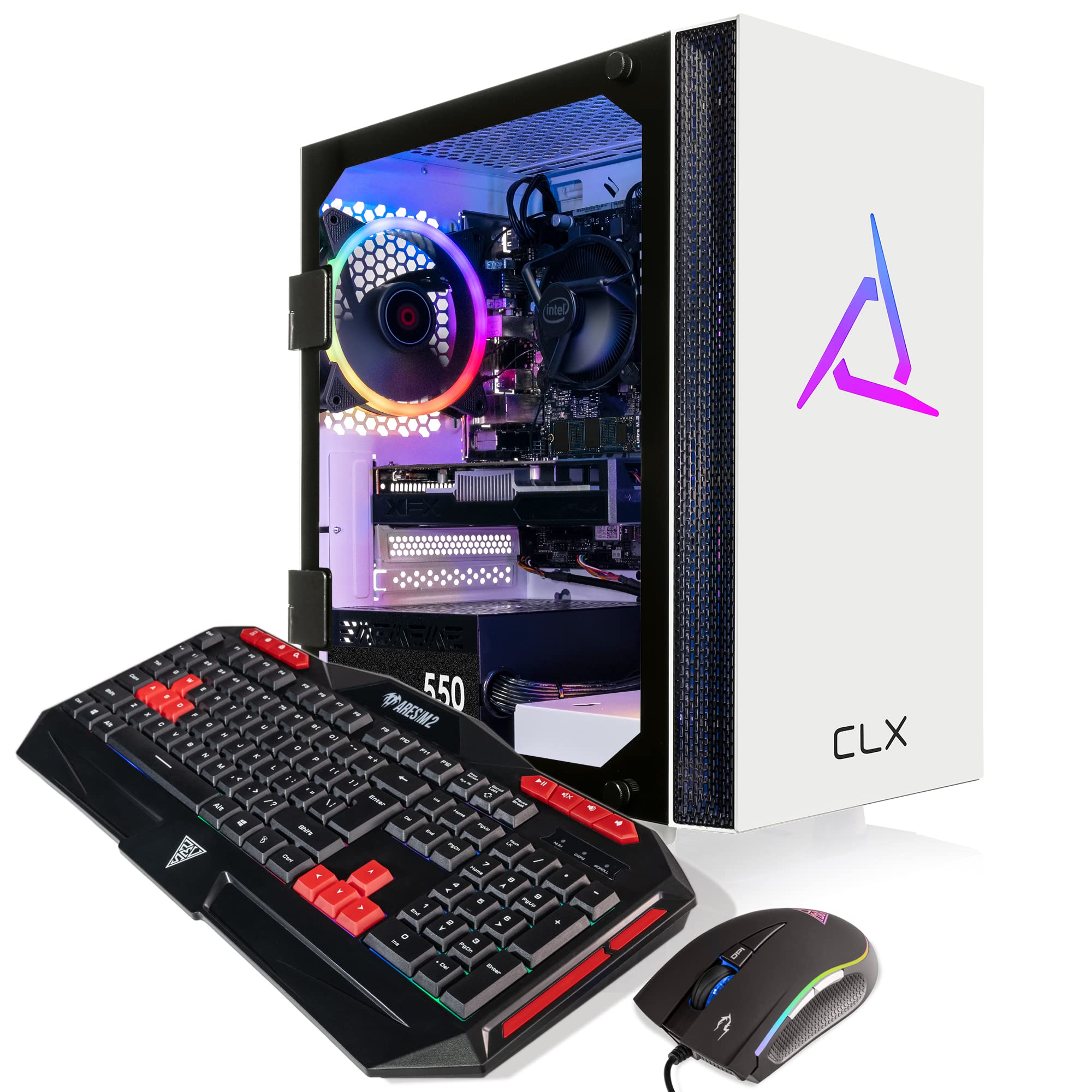 CLX Set Gaming PC - Intel Core i5 11400F 2.6GHz, Radeon RX 6400, 1TB NVMe M.2 SSD, 16GB DDR4 Black Memory, CPU air Cooler, WiFi, Windows 11 Home, White