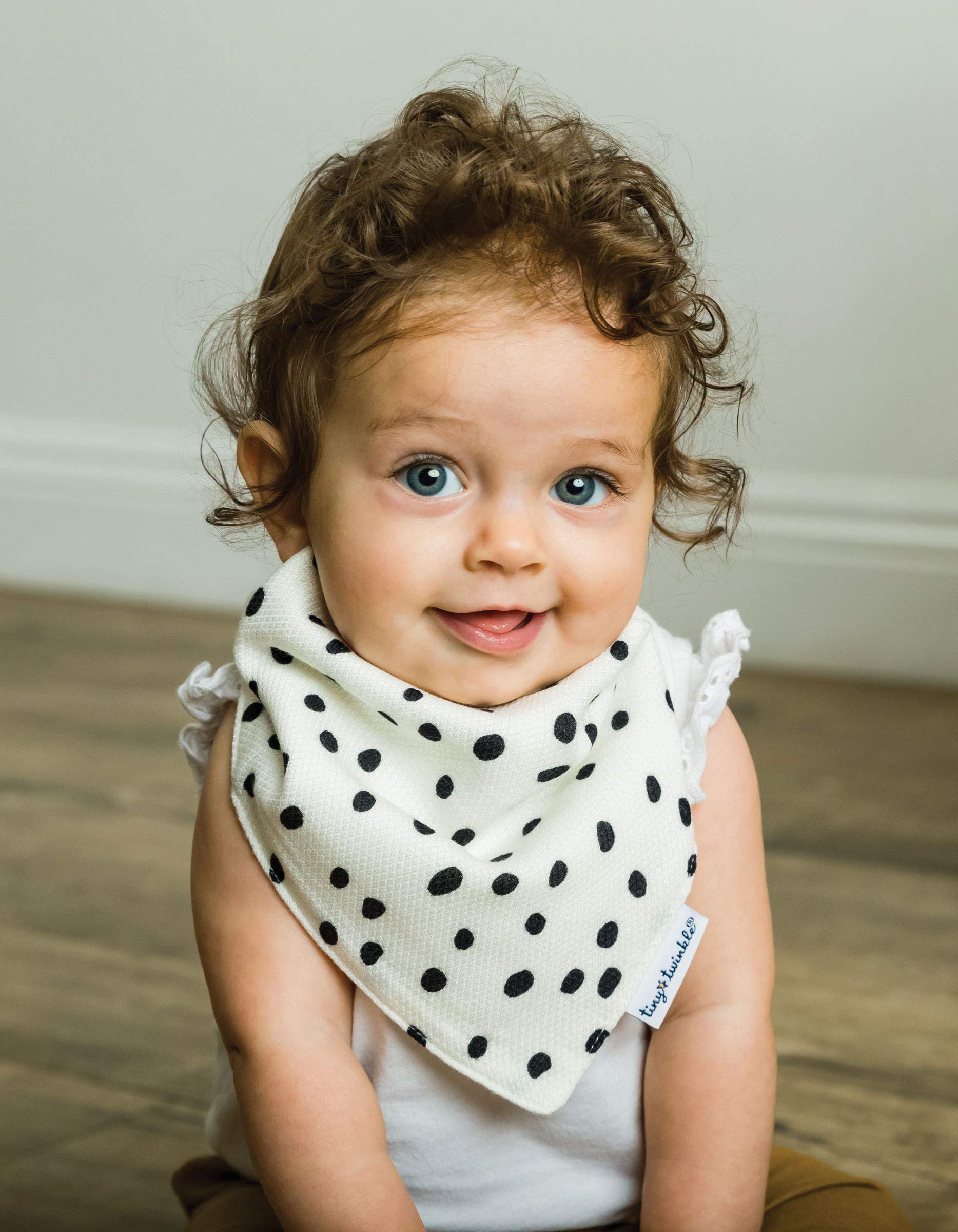 Tiny Twinkle Bandana Scarf Bibs 4 Pack - Water Resistant and Absorbent Infant Drool and Teething Bandana Baby Bib (Black and White 4-Pack)