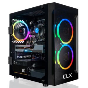 clx set gaming desktop - intel core i7 10700f 2.9ghz 8-core processor, 16gb ddr4 memory, geforce rtx 3050 8gb gddr6 graphics, 500gb ssd, 2tb hdd, wifi, windows 11 home 64-bit