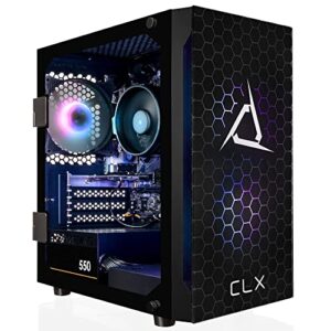 clx set gaming pc - amd ryzen 5 5600g 3.9ghz, radeon vega 7, 500gb nvme m.2 ssd, 8gb ddr4 black memory, cpu air cooler, wifi, windows 11 home, black