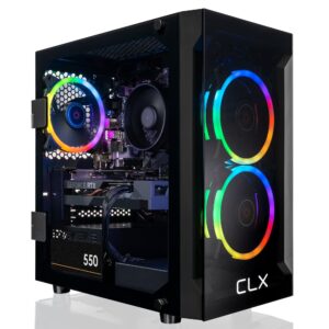 clx set gaming desktop - amd ryzen 7 5700x 3.4ghz 8-core processor, 16gb ddr4 memory, geforce rtx 3050 8gb gddr6 graphics, 500gb ssd, 2tb hdd, wifi, windows 11 home 64-bit