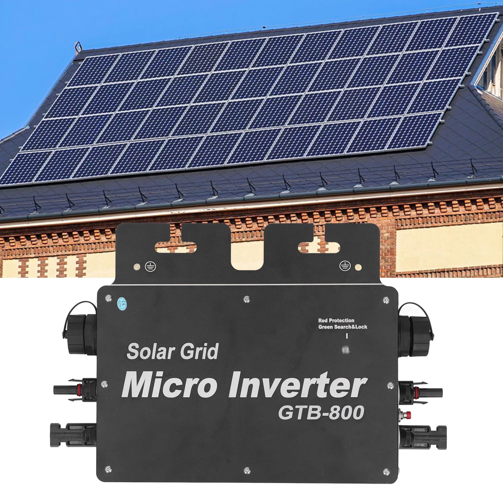 800W Solar Grid Tie Micro Inverter, WiFi Control Automatic Identification Power Inverters DC to AC Solar Inverter 120V 230V(Black US Plug)