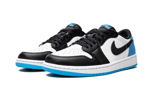 Jordan Nike Women's Air 1 Low UNC Basketball Shoe, White/Dark Powder Blue/Black, 6