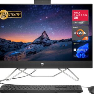 HP Newest All-in-One Desktop Computer, 27'' Full HD Display, AMD Ryzen 5 5500U Processor, 32GB RAM, 1TB SSD, Wi-Fi, HDMI, Webcam, Bluetooth, Windows 11 Home, Black