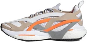 adidas by stella mccartney solarglide women’s running shoes, ash pearl/cloud white/signal orange, us 8