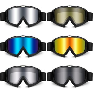 6 pair dirt bike motorcycle goggles atv goggles motocross eyewear dustproof windproof racing goggles riding anti scratch glasses powersports mountain biking goggles ski goggles for men women