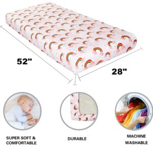 4 Pack Baby Girl Crib Sheets Fitted Pink Crib Sheet Portable Mattress Cover or Toddler Bed Sheets for Girls (Magic)