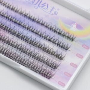 lasgoos diy eyelash extensions fish tail eyelashes natural home grafted false fake individual eyelashes cluster lashes flower fairy eye makeup 8/9/10/11/12mm 200pcs in bulk pack wholesale salon lashes