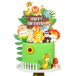 jungle safari animal cake toppers animals cake decorations for jungle safari animals theme party baby showers kid birthday party supplies (jungle safari)