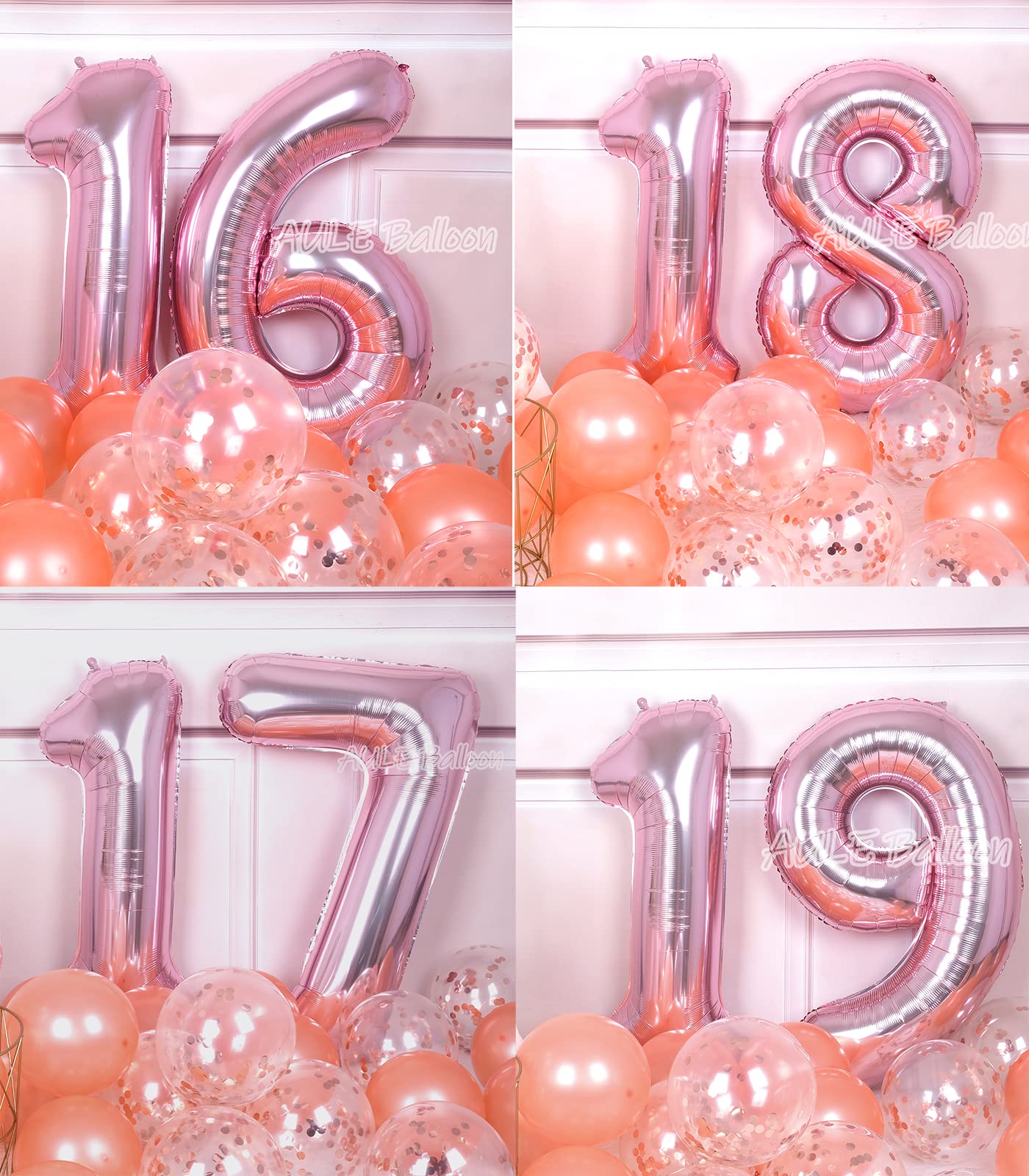 AULE 40 Inch Big Rose Gold 1 Balloon Number Large Foil Helium Number Balloons 0-9 Jumbo Giant Happy 1st Birthday Party Decorations for Boy or Girl Huge Mylar Anniversary Party Supplies