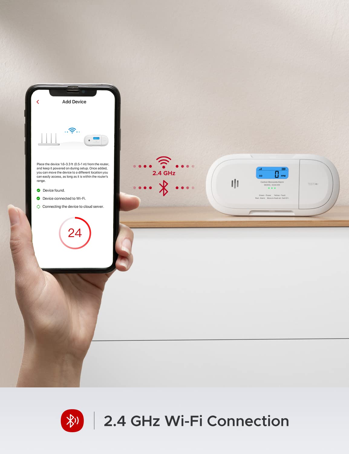 X-Sense Smart Carbon Monoxide Detector, Wi-Fi CO Detector, Real-Time Push Notifications via X-Sense Home Security App, Replaceable Battery, Optional 24/7 Professional Monitoring Service, XC04-WX