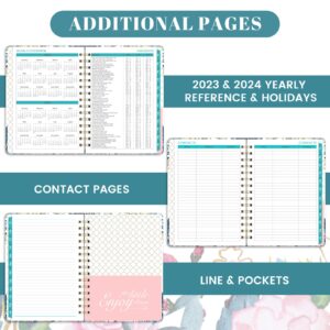 2023 Planner - Planner/Calendar 2023, Jan.2023 - Dec.2023, 2023 Planner Weekly & Monthly with Tabs, 6.4" x 8.5", Hardcover + Back Pocket + Twin-Wire Binding, Daily Organizer - Flower