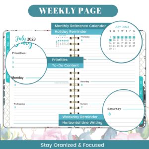 2023 Planner - Planner/Calendar 2023, Jan.2023 - Dec.2023, 2023 Planner Weekly & Monthly with Tabs, 6.4" x 8.5", Hardcover + Back Pocket + Twin-Wire Binding, Daily Organizer - Flower