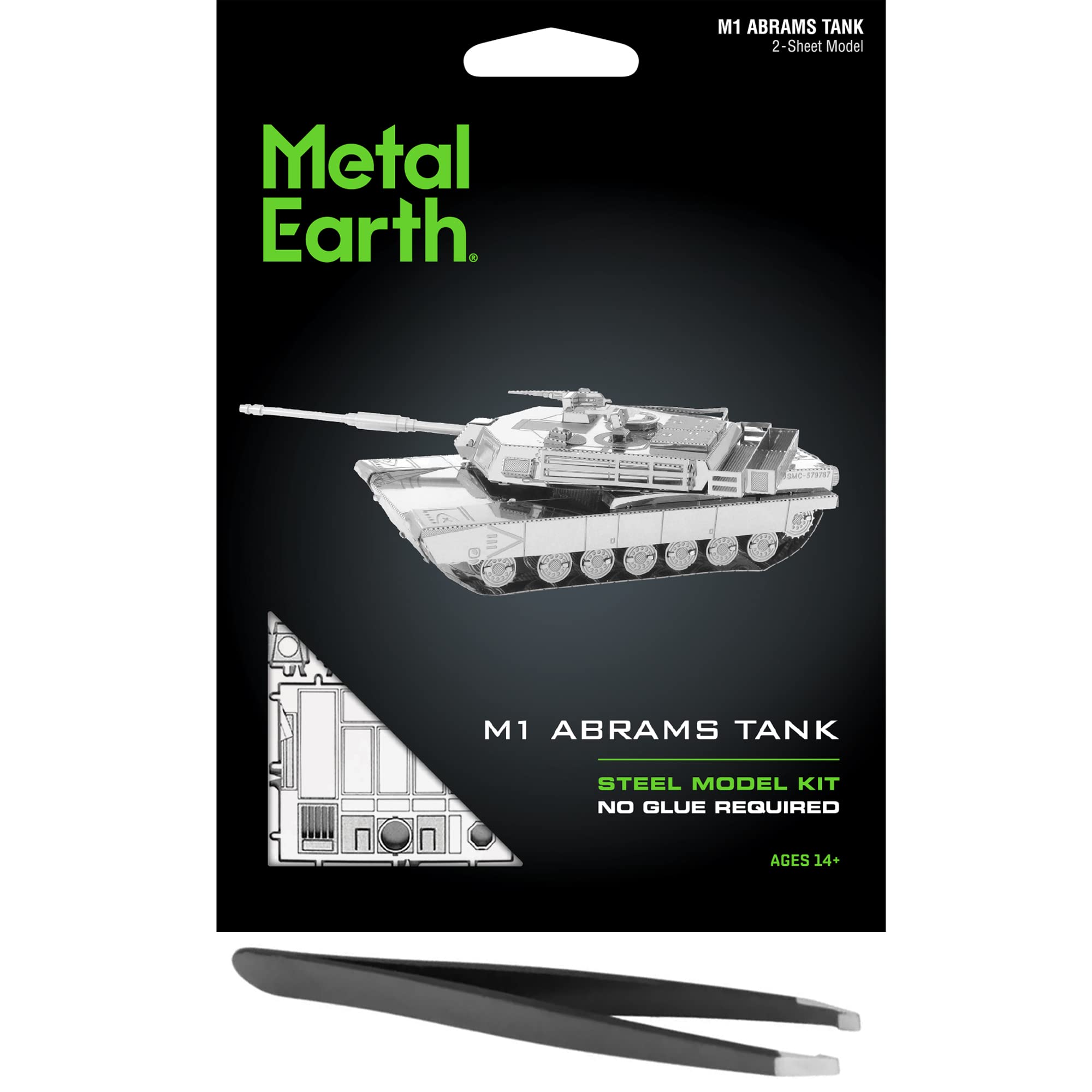 Metal Earth M1 Abrams Tank 3D Metal Model Kit Bundle with Tweezers Fascinations