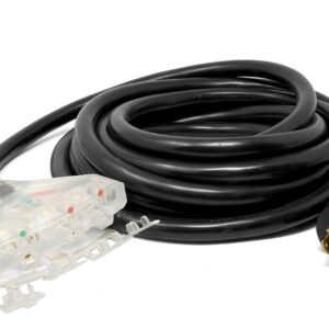 WEN PC2514 25 ft. 30-Amp 10-Gauge STW Fan-Style 10/4 Generator Extension Cord (converts L14-30R to Four 5-20R outlets), Black