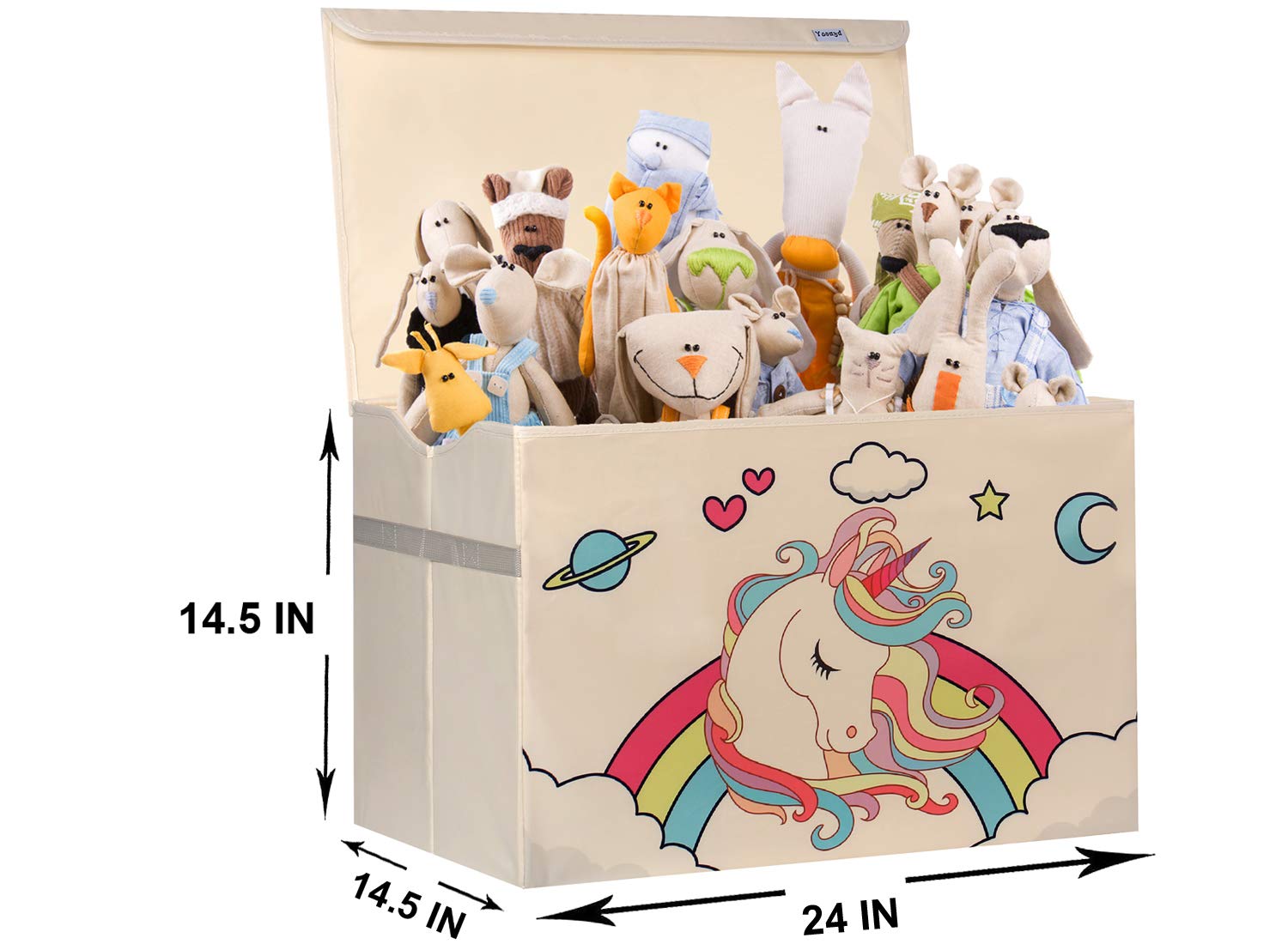 Yosayd Flexible Unicorn Kids Fabric Toy Storage Bins with Flip-top Lid, Light Weight Large Toy Chest for Toy, Book, Clothing