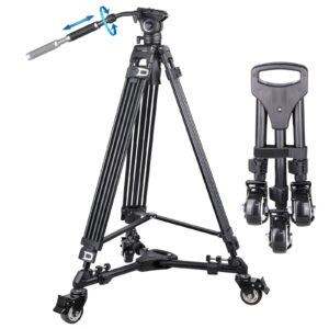 video tripod with heavy duty tripod dolly artcise professional heavy duty tripod for dslr cameras video camcorders, load capacity up to 20 pounds …