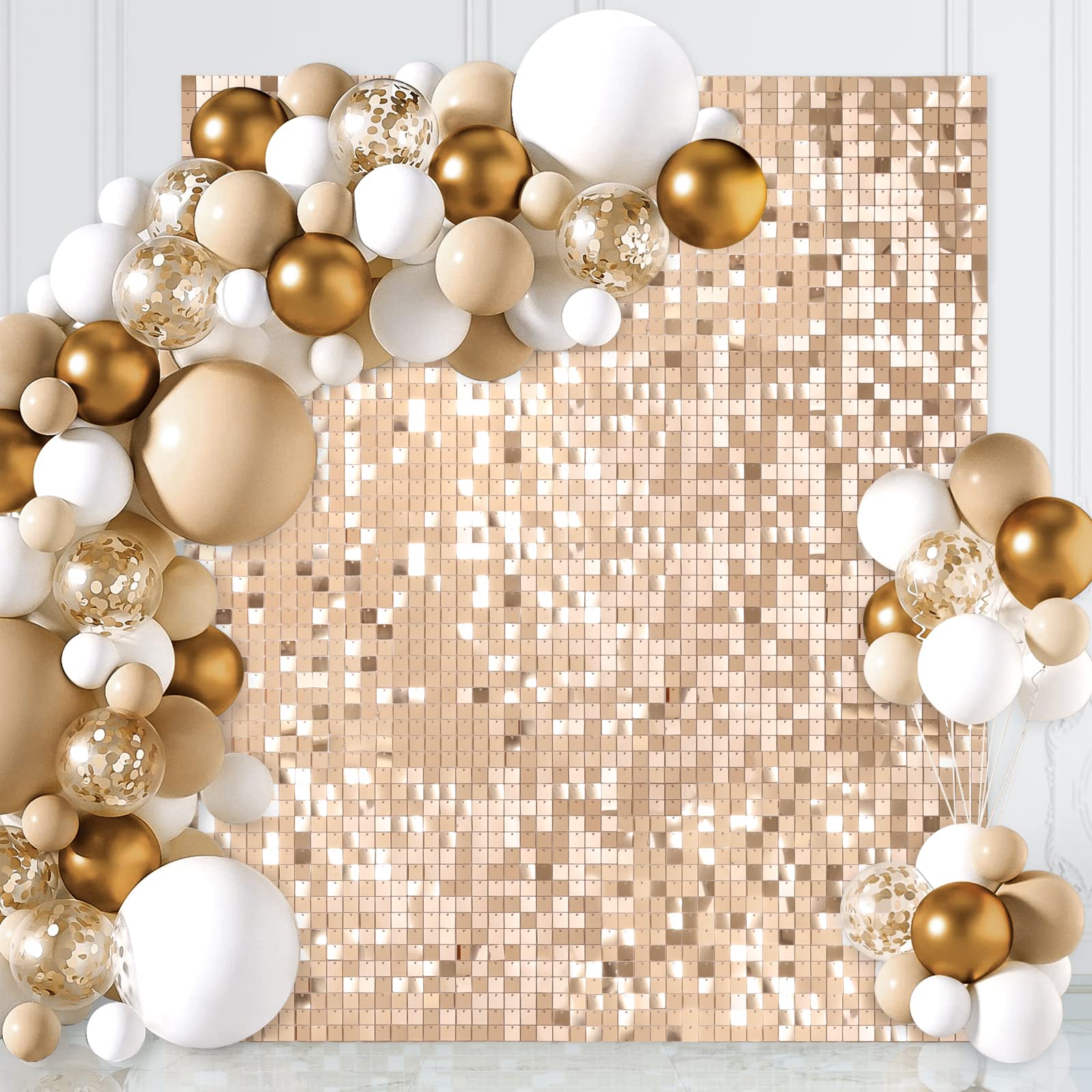 Champagne Shimmer Wall Backdrop Sequin Backdrop 6ftx4ft Glitter Party Backdrop for Bridal Shower Birthday Decorations Bachelorette Party Supplies