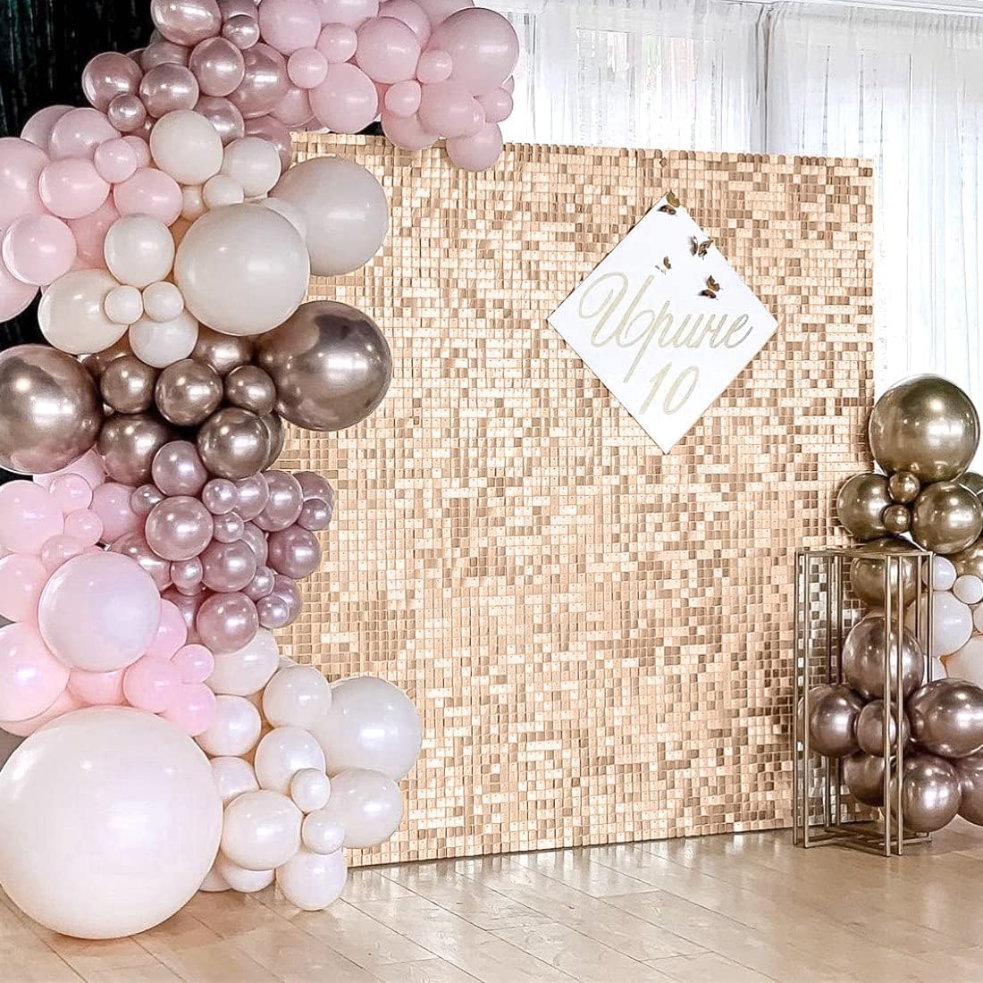 Champagne Shimmer Wall Backdrop Sequin Backdrop 6ftx4ft Glitter Party Backdrop for Bridal Shower Birthday Decorations Bachelorette Party Supplies