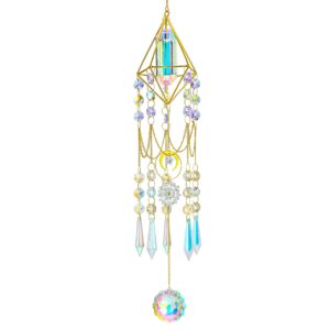 h&d hyaline & dora crystal prisms suncatcher window hanging pendant glass prisms decor wind chime rainbow sun catcher for home garden porch