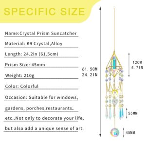 H&D HYALINE & DORA Crystal Prisms Suncatcher Window Hanging Pendant Glass Prisms Decor Wind Chime Rainbow Sun Catcher for Home Garden Porch