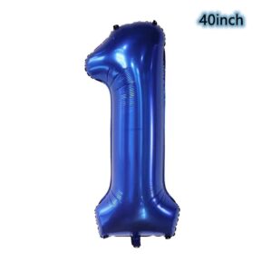 40 inch Navy Blue Crown Number 1 Balloons,Giant Large 1 Balloon, 1st Birthday Decoration Balloons ，Children's Birthday Party Baby Shower Decoration Supplies (Navy blue 1)