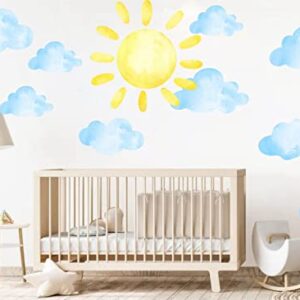 Large Sun and Clouds Wall Decals Clouds Wall Stickers Sun Wall Decals Peel and Stick Kid Removable Wall Stickers Kids Nursery Bedroom Decor