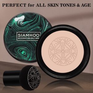 SIAMHOO 2pcs Air Cushion CC Cream Mushroom Head,BB Cream,Foundation Makeup Moisturizing Foundation Brightening Fitting Base,Concealer Lasting(NATURAL)