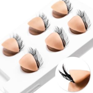 miuffue 3 pairs 2 layers eyelash practice eyelids for mannequin head, removable realistic eyelash extension eyelids with eyelashes, silicone rubber replacement eyelids for eyelash training