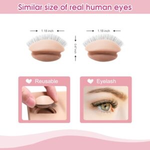 Miuffue 3 Pairs 2 Layers Eyelash Practice Eyelids for Mannequin Head, Removable Realistic Eyelash Extension Eyelids with Eyelashes, Silicone Rubber Replacement Eyelids for Eyelash Training