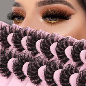 mink lashes fluffy wispy false eyelashes 8 pairs d curl faux mink lashes that look like extensions dramatic long volume lashes pack by eefofnn