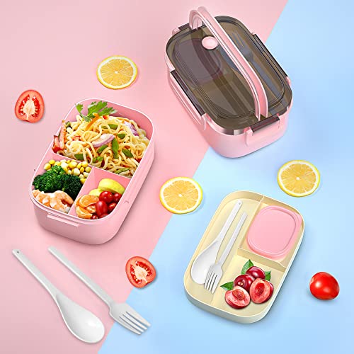 Bento Box Kids Kit, 1.3ML Bento Box with Sauce Container & Cutlery, 6 Compartments Carrying Handle Bento Lunch Box for Kids Adults Kids Toddler