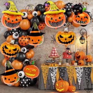 KatchOn, Huge Halloween Pumpkin Balloons Set - 34 Inch, Pack of 8 | Pumpkin Halloween Balloons for Halloween Birthday Party Decorations | Halloween Mylar Balloons for Halloween Party Decorations